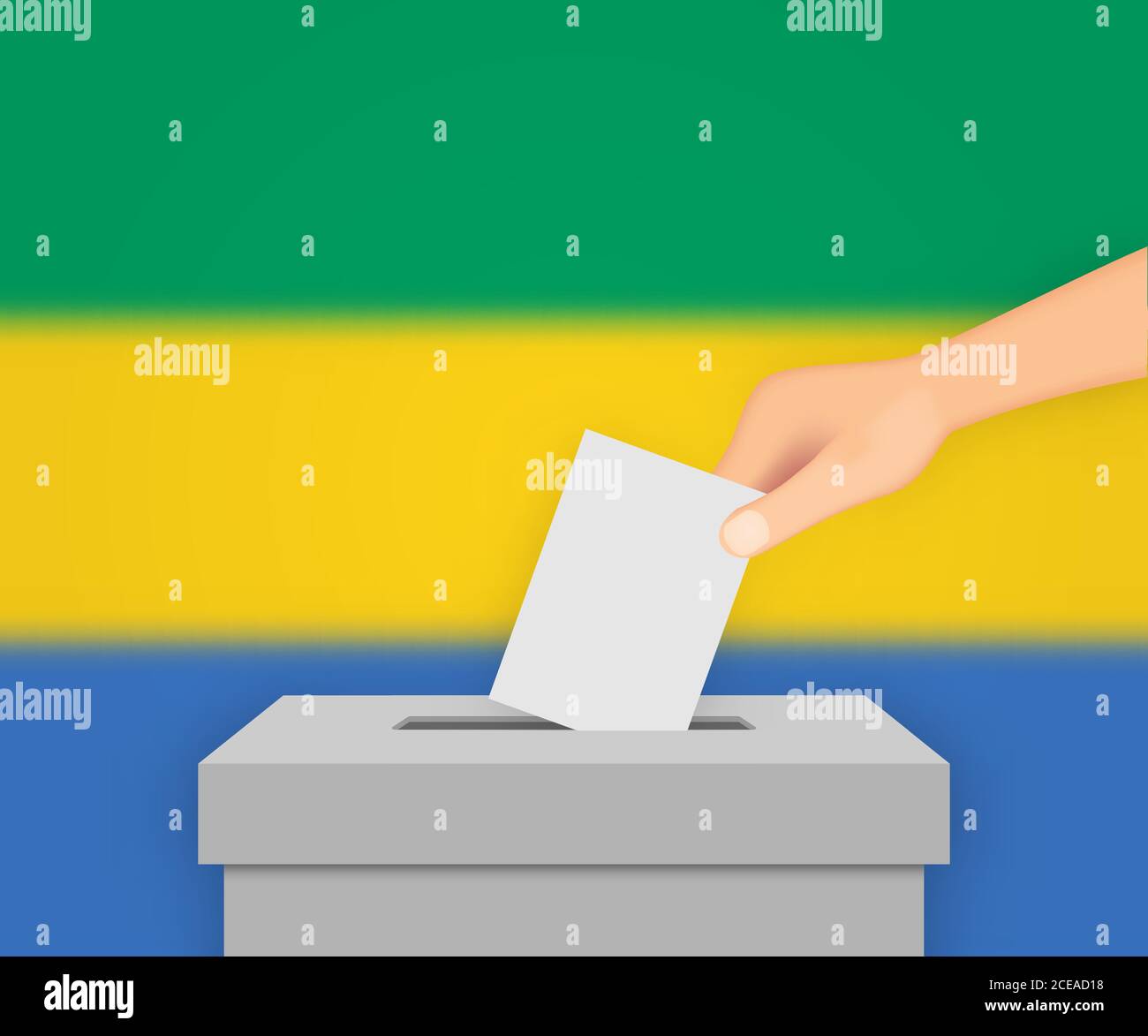 Gabon vote election banner background. Ballot Box with blurred flag ...