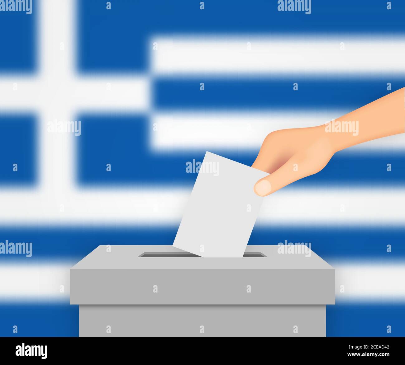 Greece vote election banner background. Ballot Box with blurred flag ...