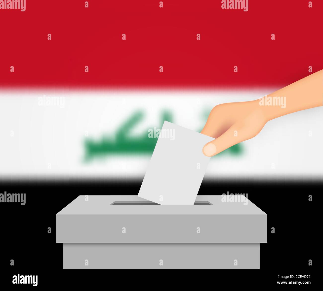 Iraq vote election banner background. Ballot Box with blurred flag ...