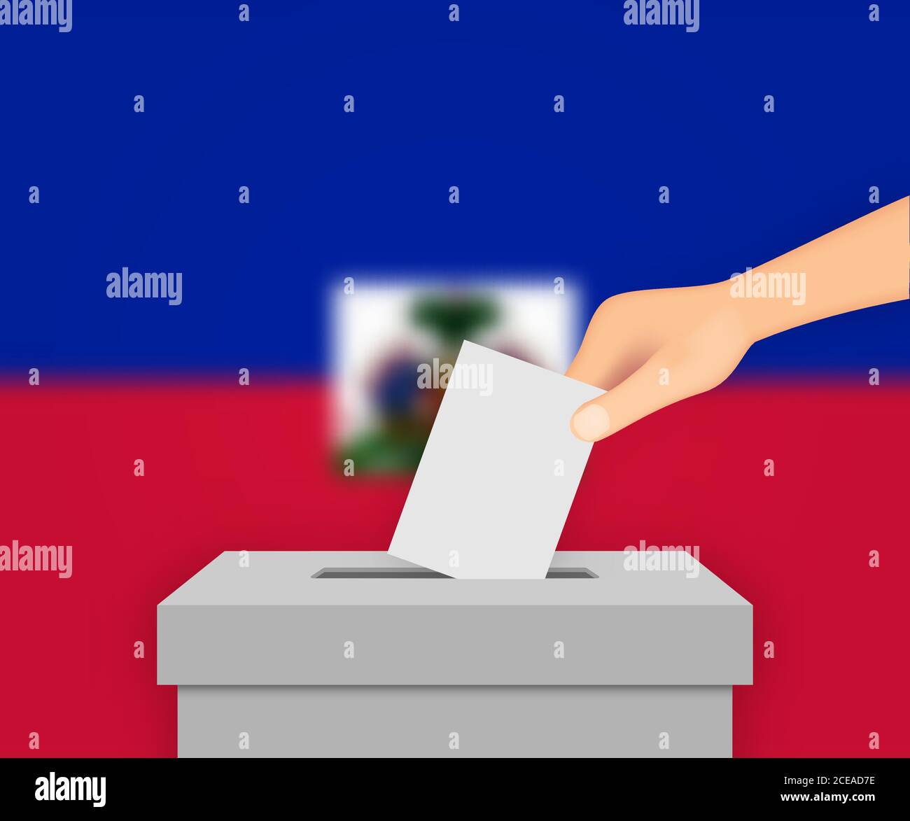 Haiti vote election banner background. Ballot Box with blurred flag ...