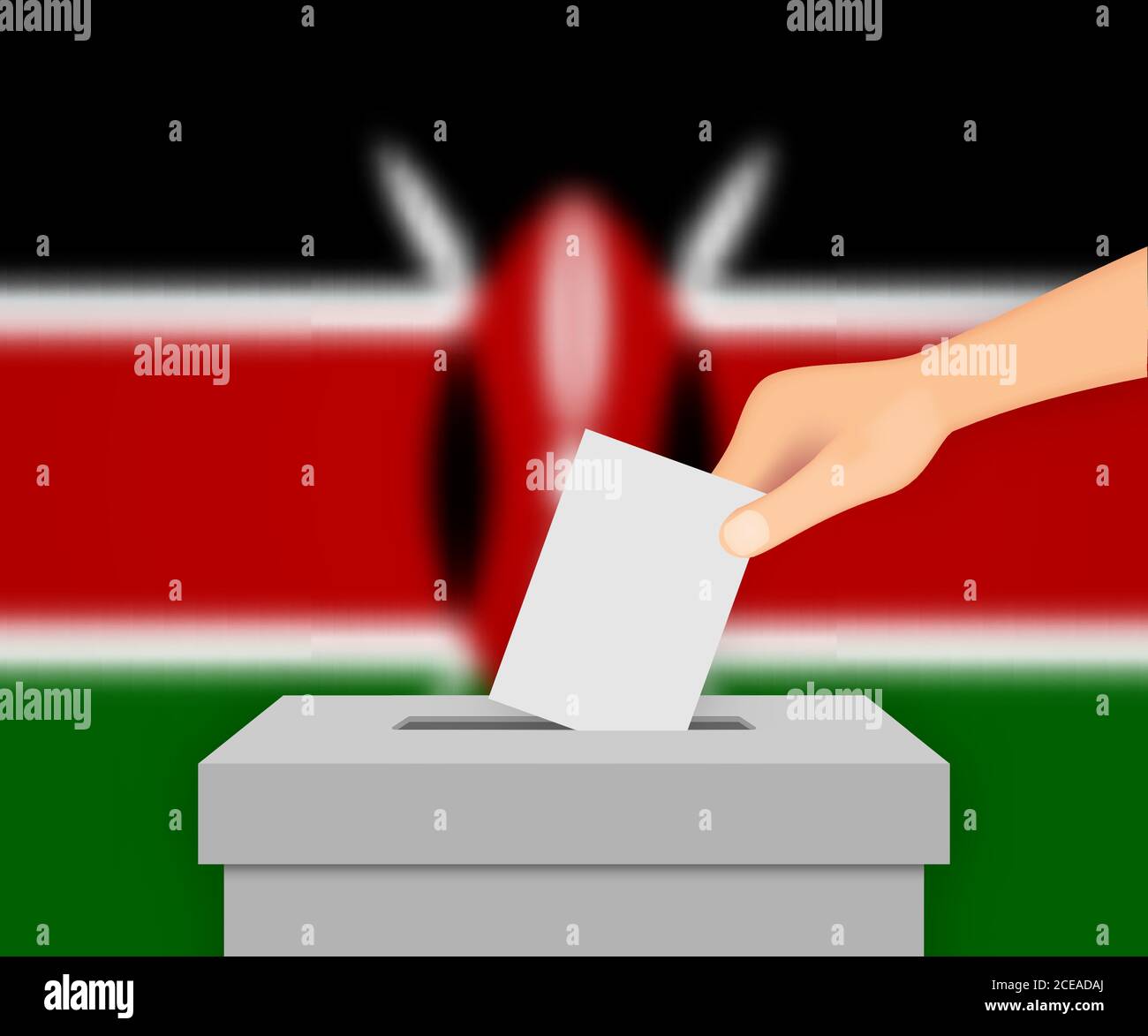 Kenya vote election banner background. Ballot Box with blurred flag ...