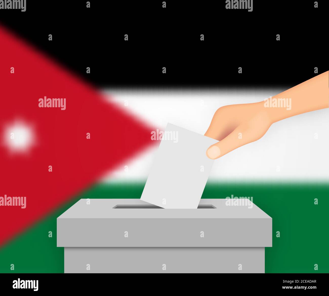 Jordan vote election banner background. Ballot Box with blurred flag ...