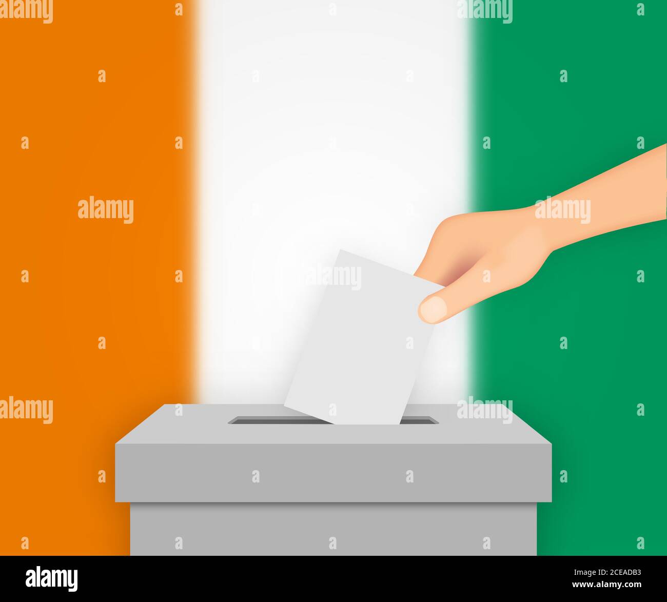 Ivory Coast vote election banner background. Ballot Box with blurred ...