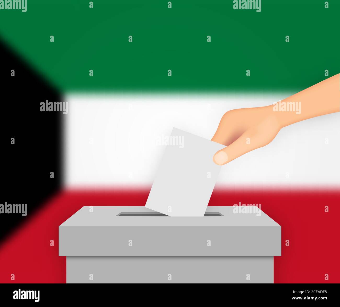 Kuwait vote election banner background. Ballot Box with blurred flag ...