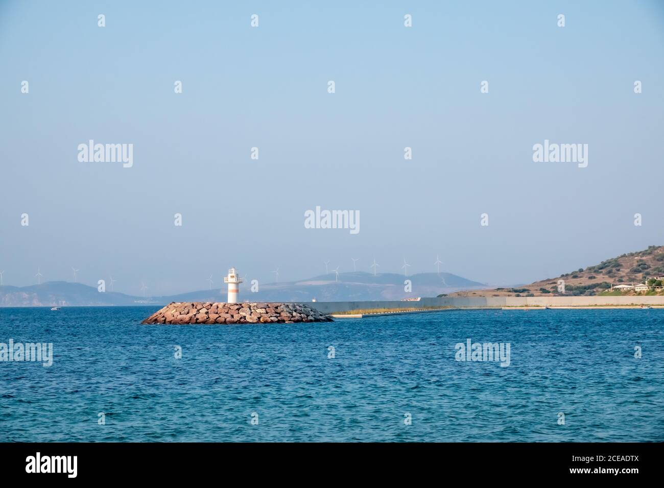 Beautiful lighthouse view in the port Stock Photo - Alamy