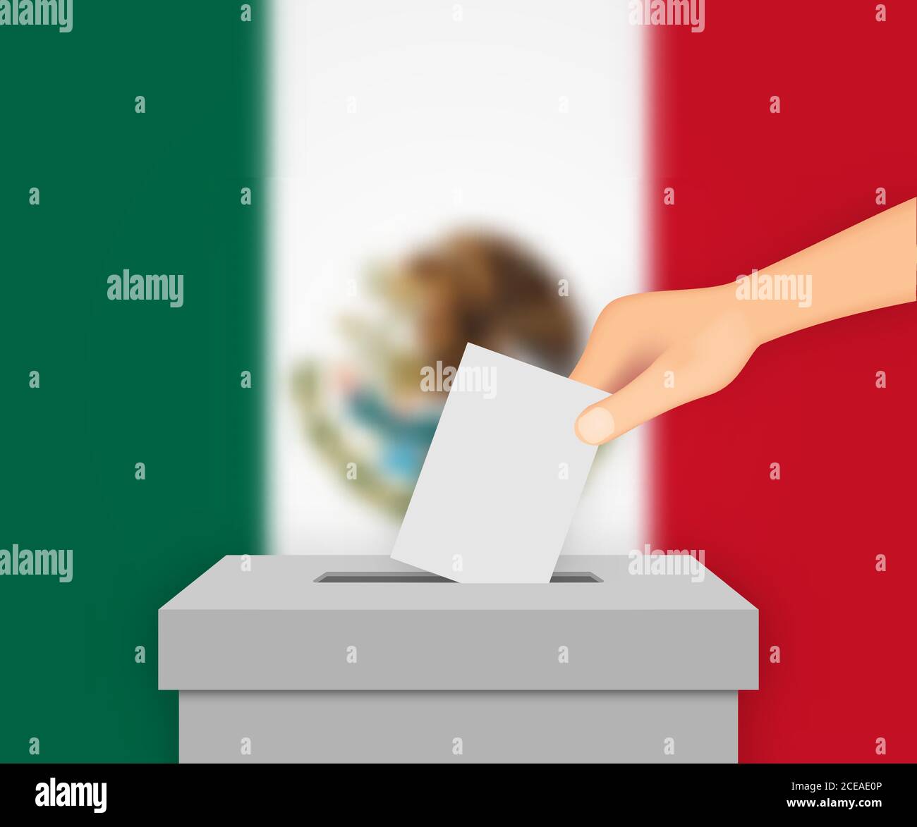 Mexico vote election banner background. Ballot Box with blurred flag ...