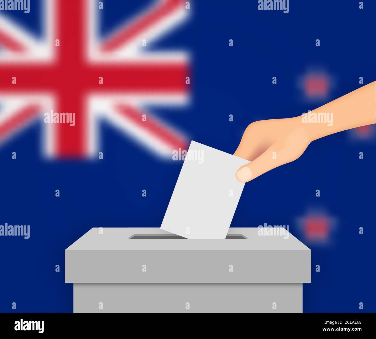 New Zealand vote election banner background. Ballot Box with blurred ...