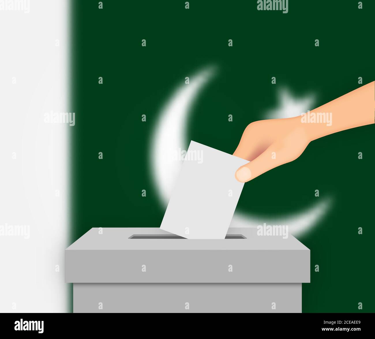 Pakistan vote election banner background. Ballot Box with blurred flag ...