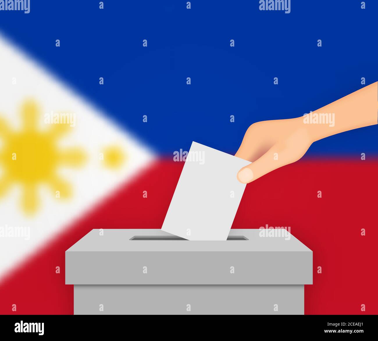 Philippines vote election banner background. Ballot Box with blurred ...