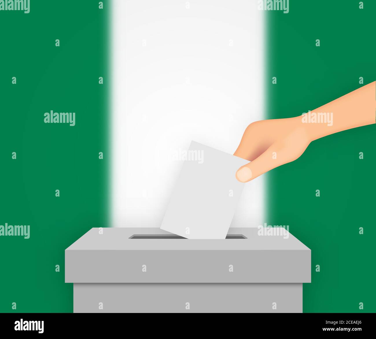 Nigeria vote election banner background. Ballot Box with blurred flag ...
