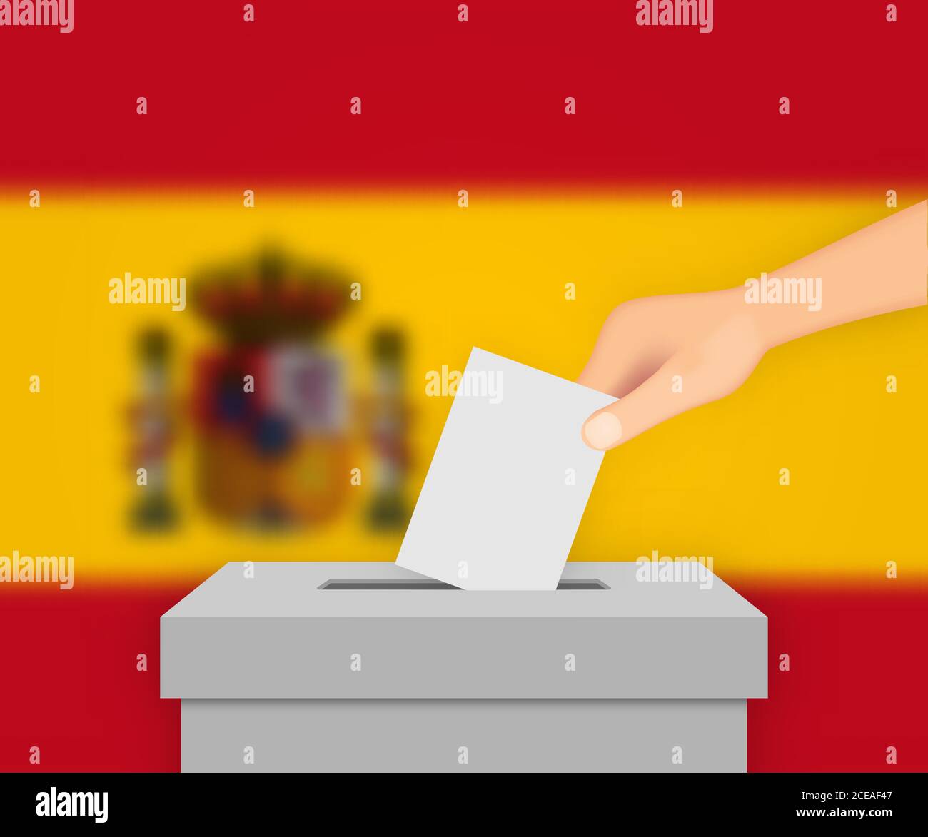 Spain vote election banner background. Ballot Box with blurred flag ...
