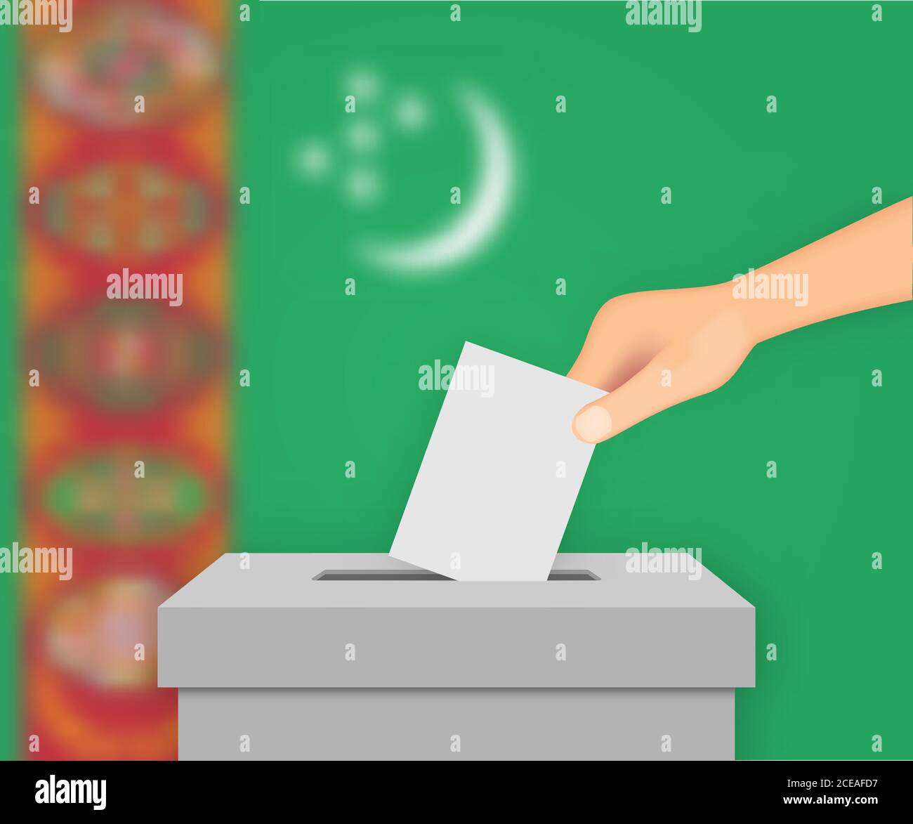 Turkmenistan vote election banner background. Ballot Box with blurred ...