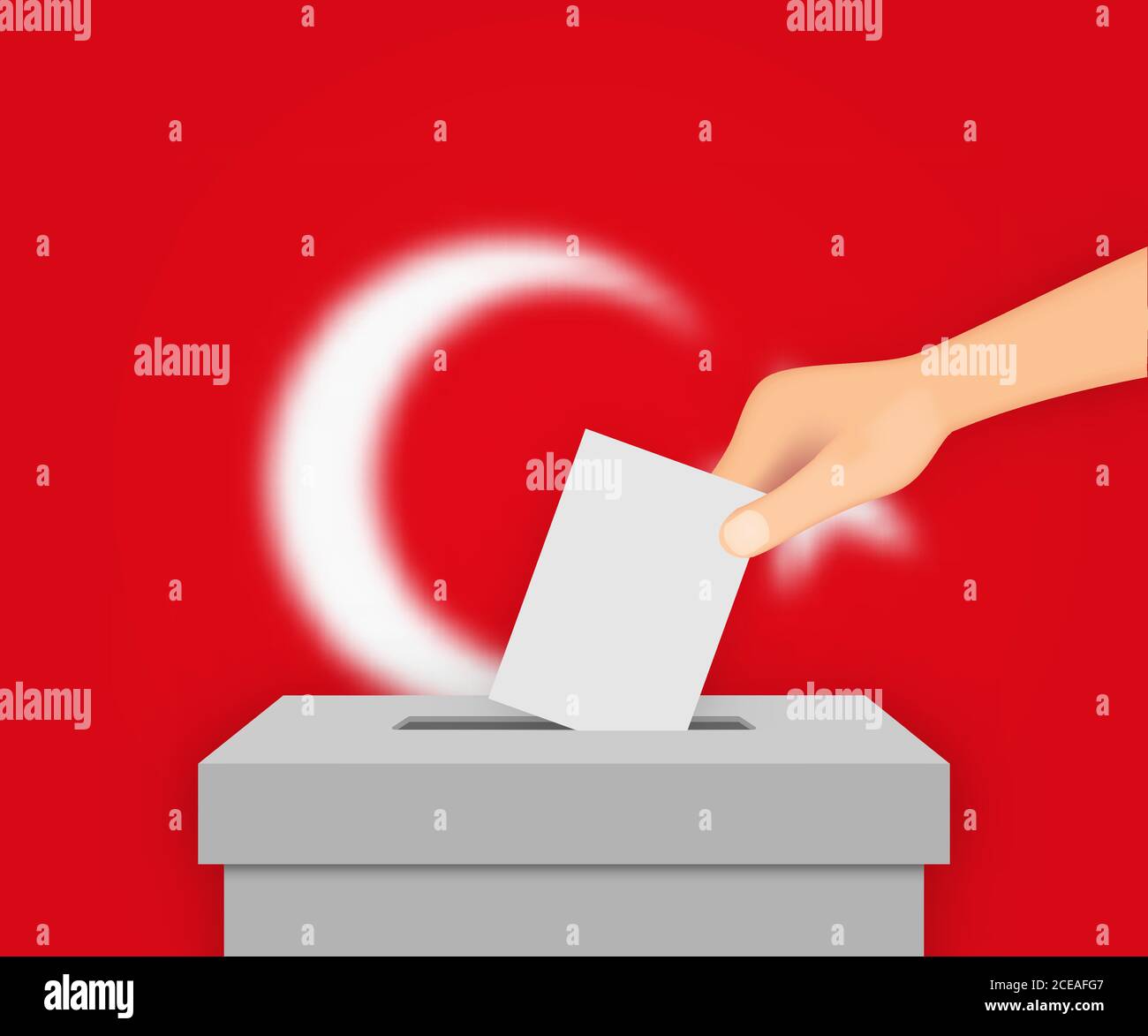 Turkey vote election banner background. Ballot Box with blurred flag ...
