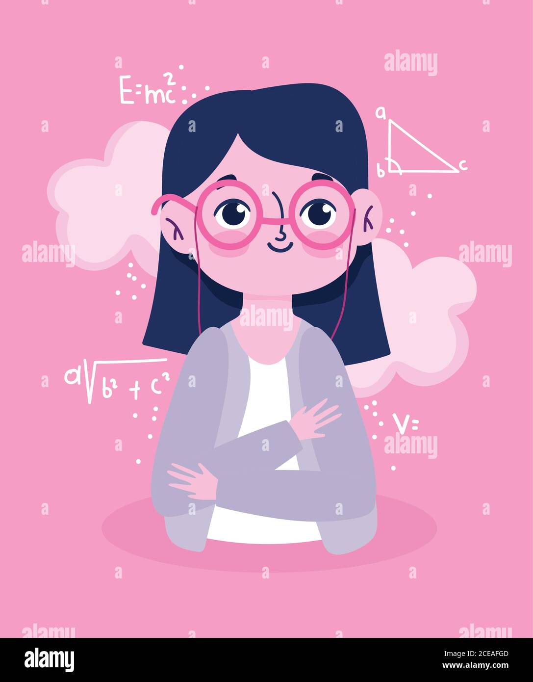 happy teachers day, portrait teacher cartoon lesson math formula vector ...