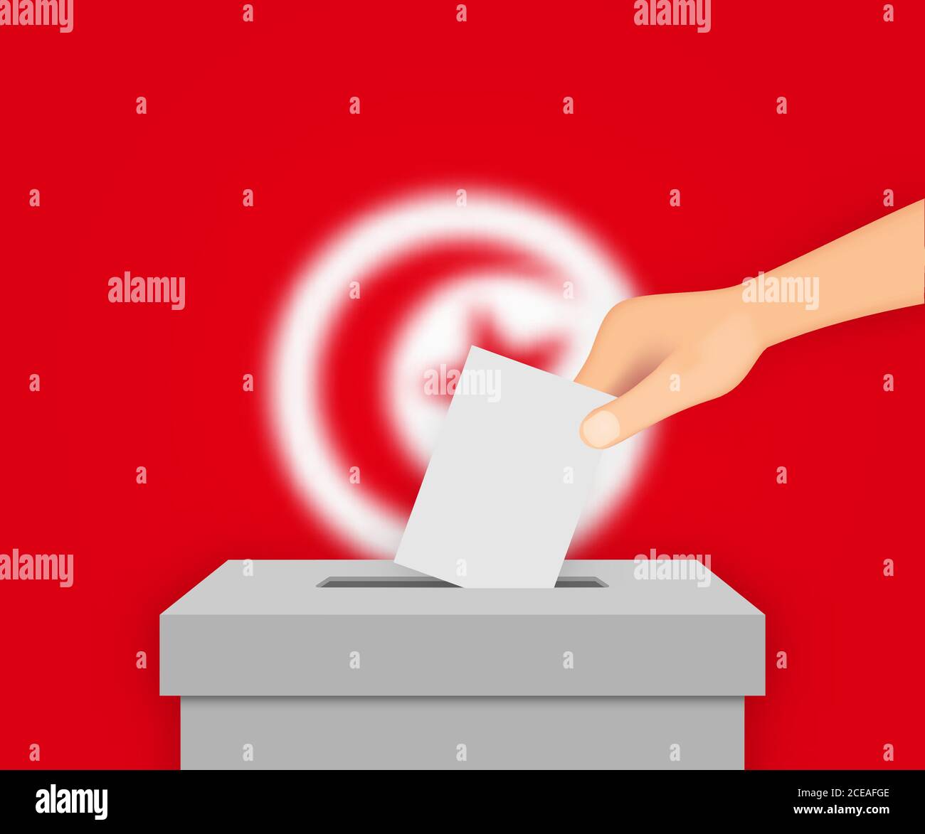 Tunisia vote election banner background. Ballot Box with blurred flag ...