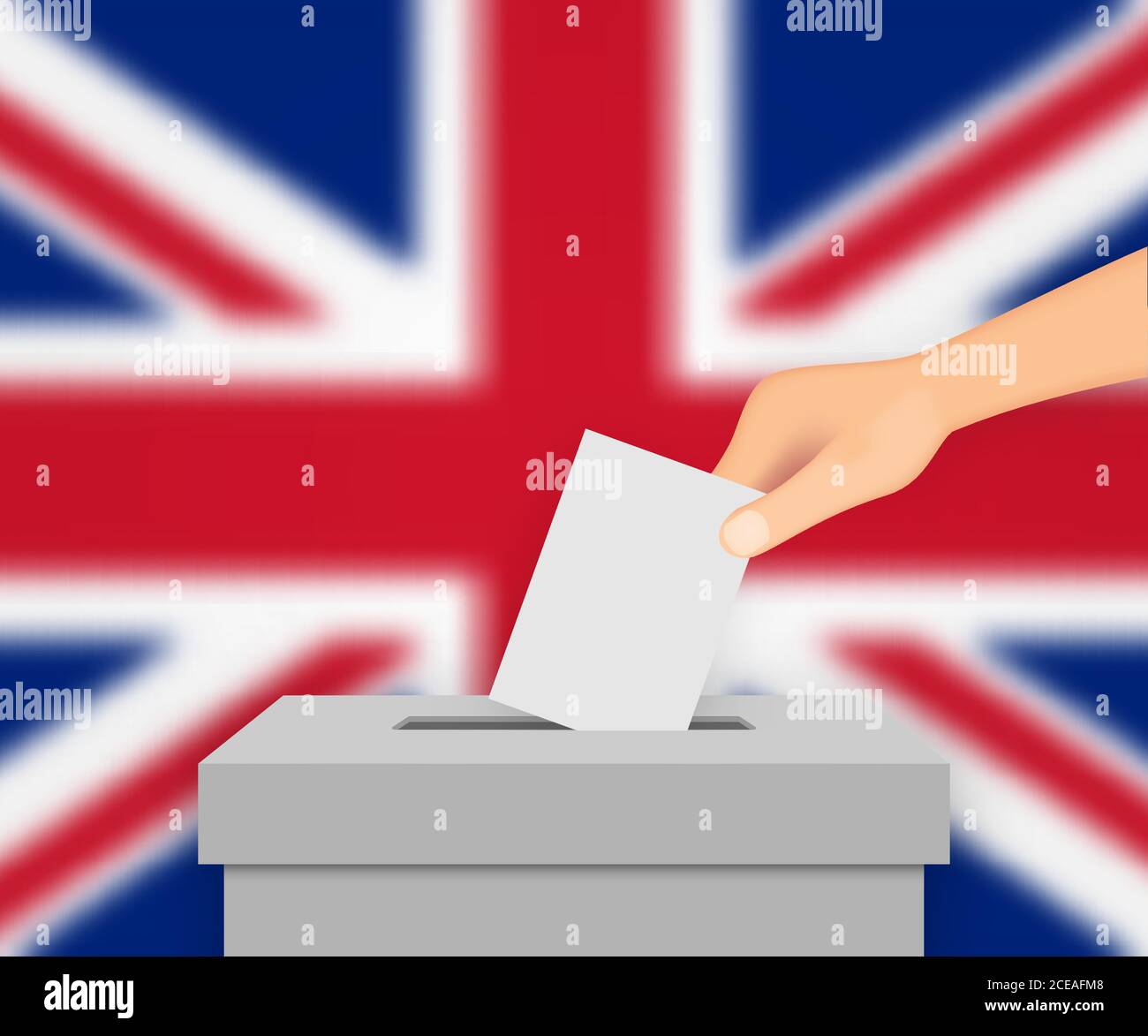 United Kingdom vote election banner background. Ballot Box with blurred ...