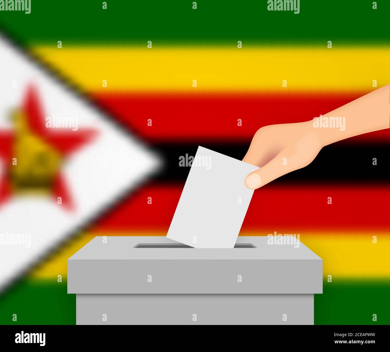 Zimbabwe vote election banner background. Ballot Box with blurred flag ...