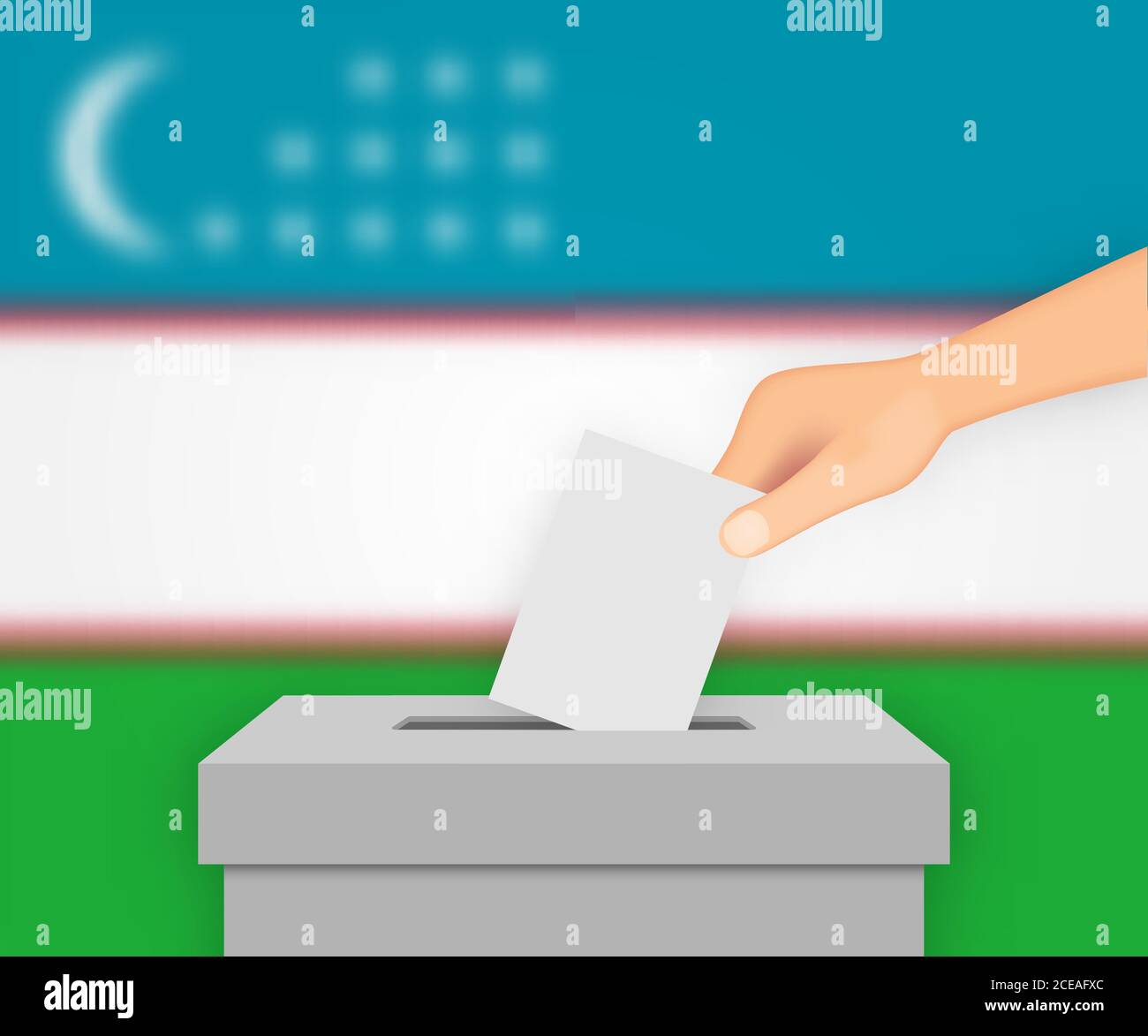 Uzbekistan vote election banner background. Ballot Box with blurred ...