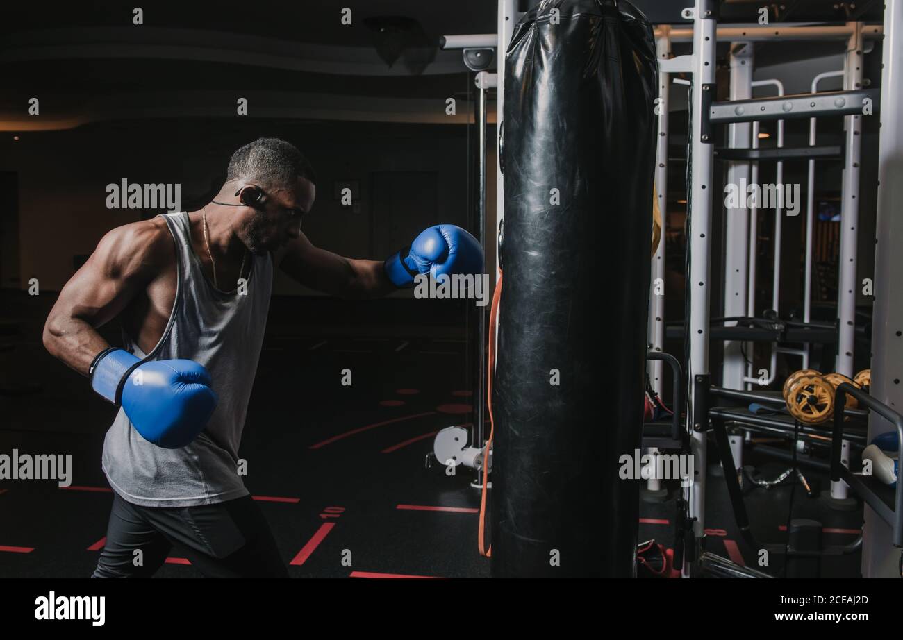 African American boxer training in gym Stock Photo - Alamy