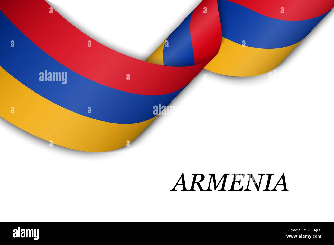 Waving ribbon or banner with flag of Armenia. Template for independence ...