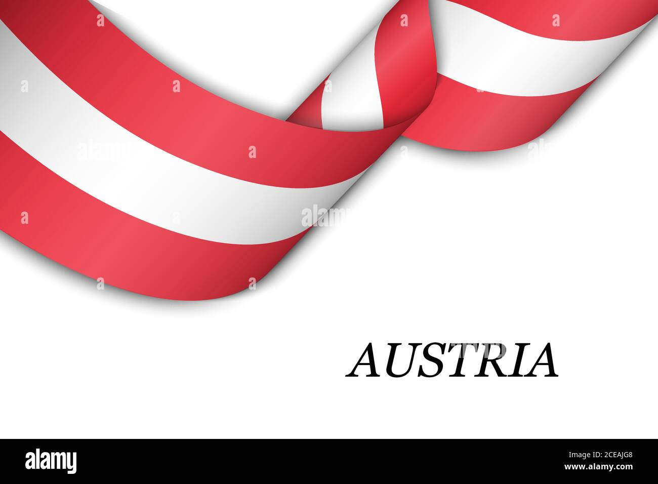 Waving ribbon or banner with flag of Austria. Template for independence ...