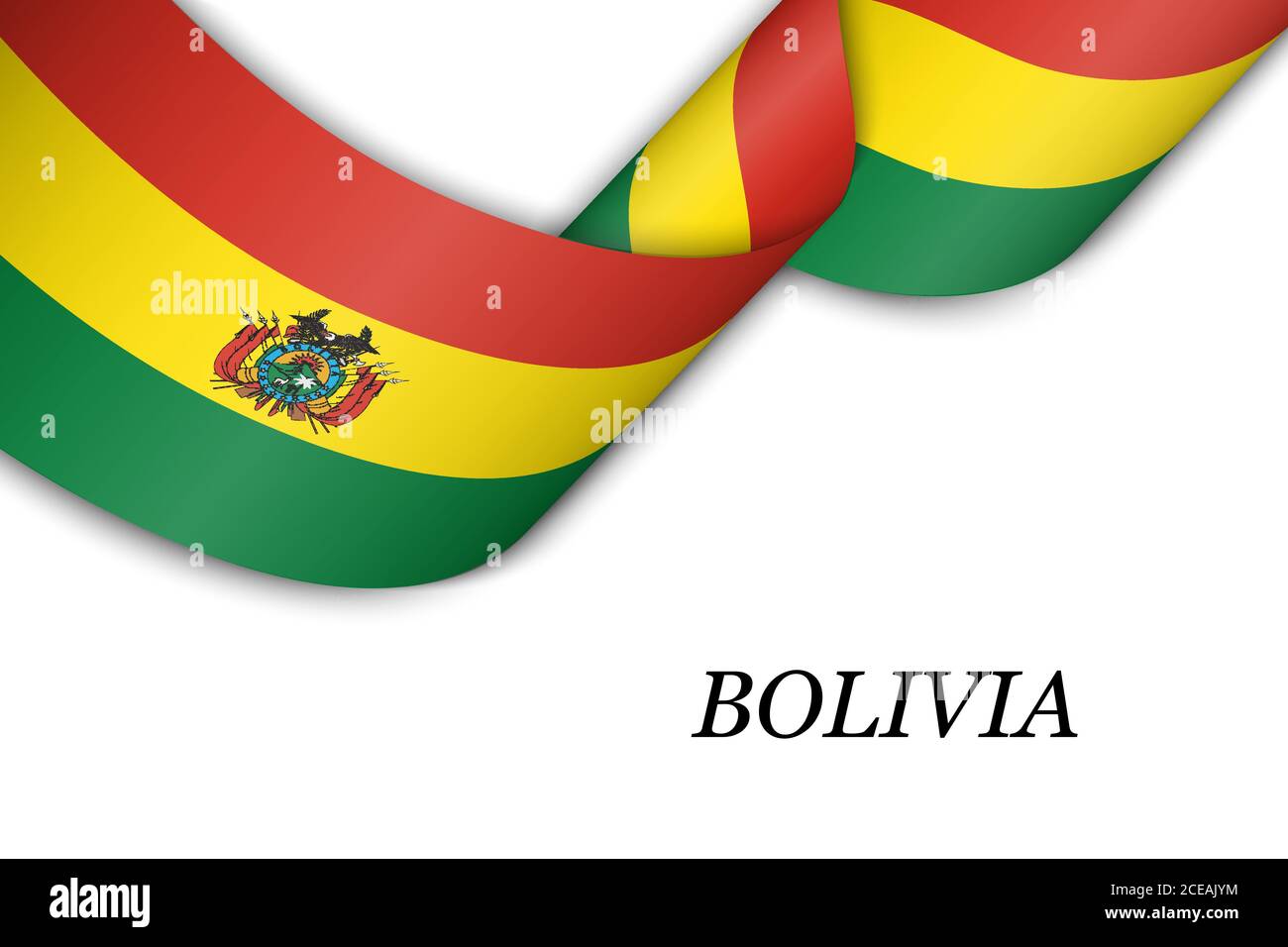 Waving ribbon or banner with flag of Bolivia. Template for independence ...