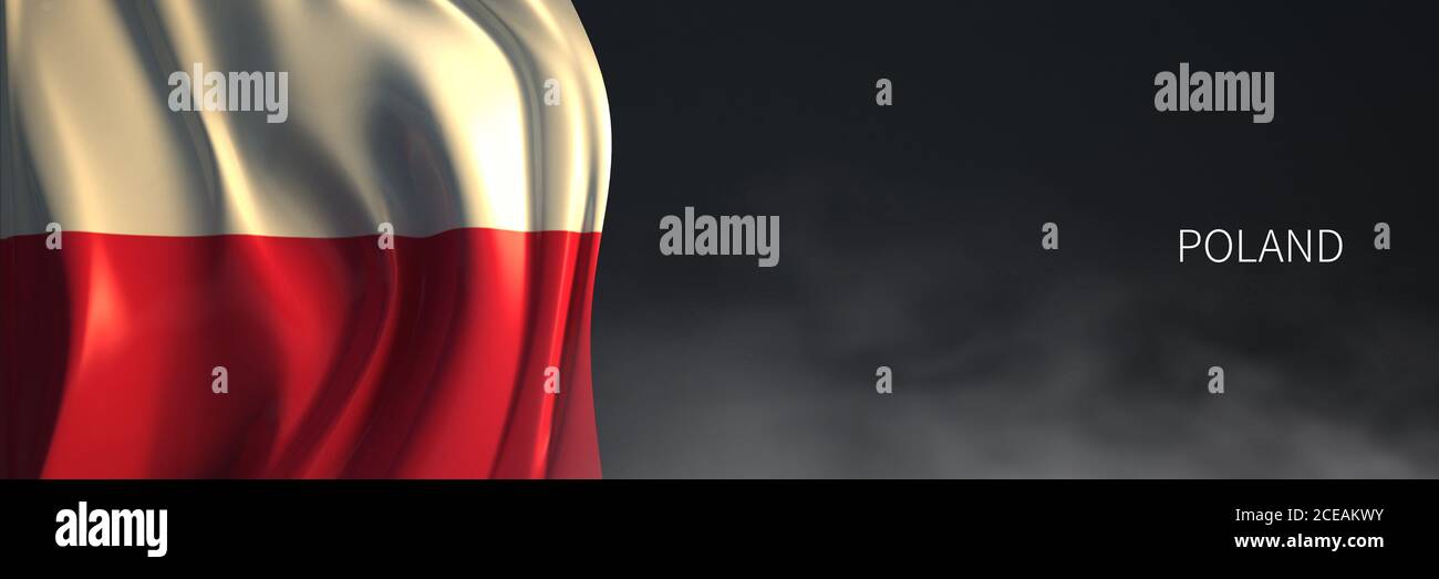 Poland Flag with Dark Background. 3d Rendering of European countries ...