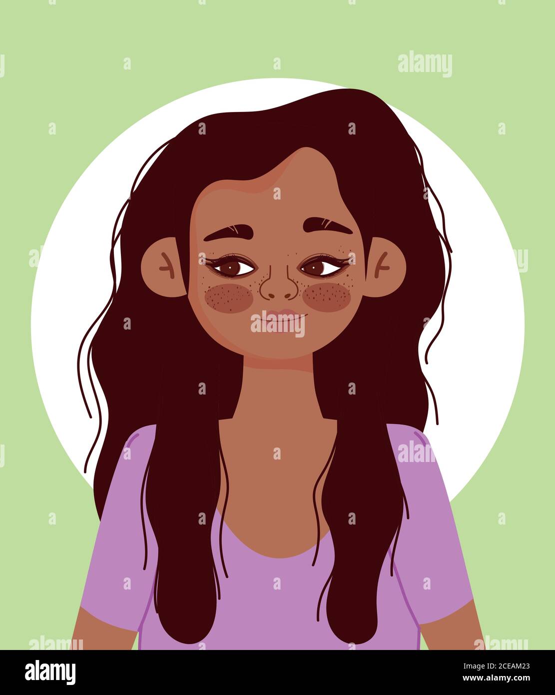 young woman hispanic character cartoon portrait icon vector design and ...