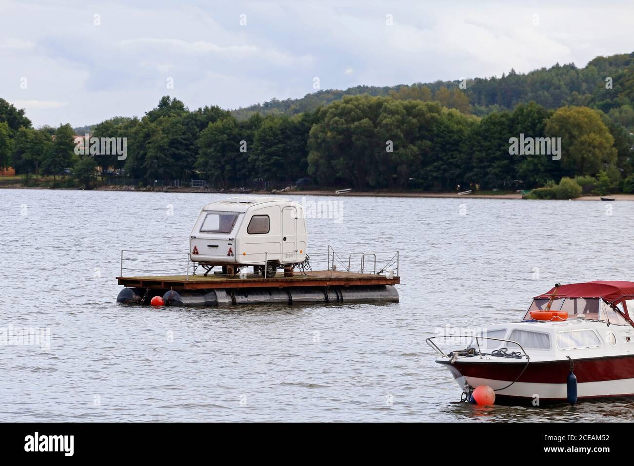 Poland, Czymanowo 27.08.2020. The old polish travel trailer on the ...