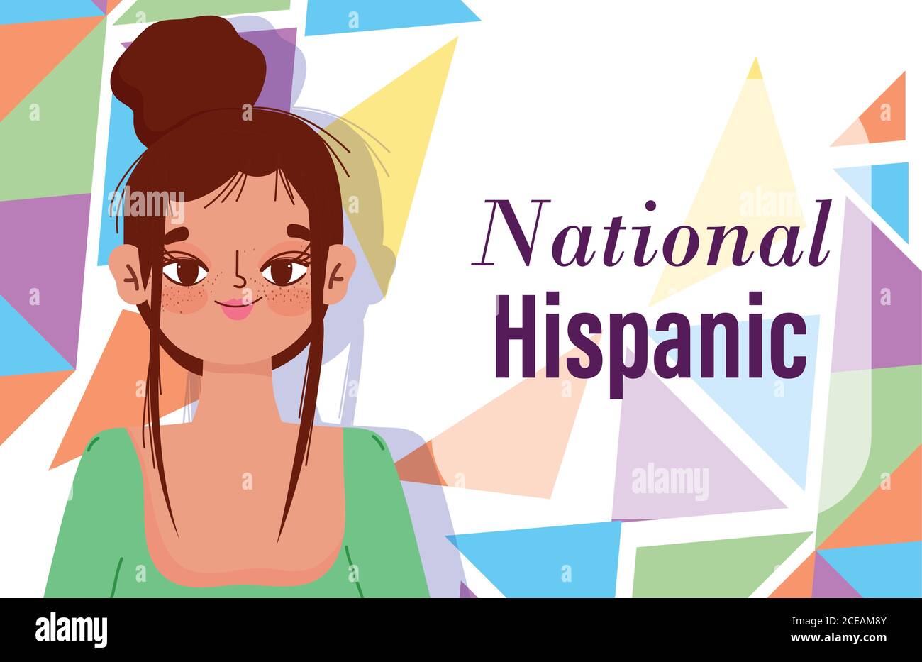 national hispanic heritage month, young woman cartoon vector ...