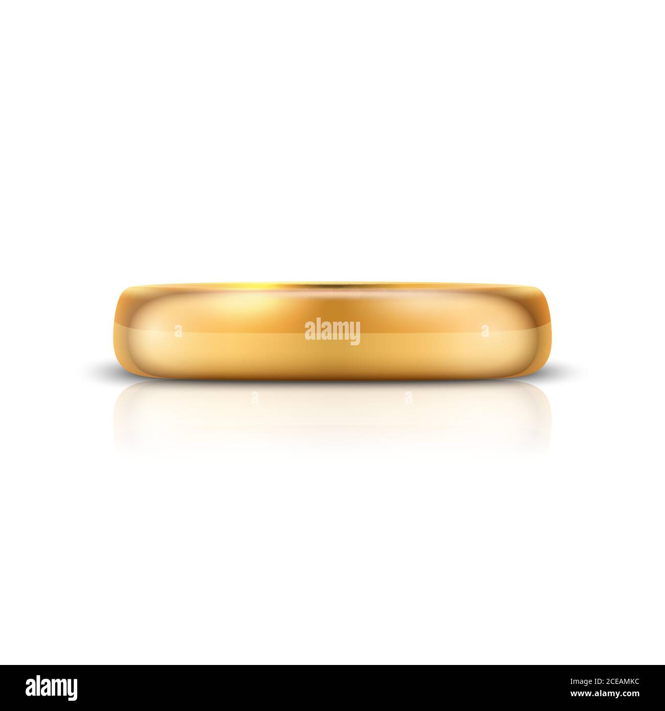 Vector 3d Realistic Gold Metal Wedding Ring Icon with Reflection ...