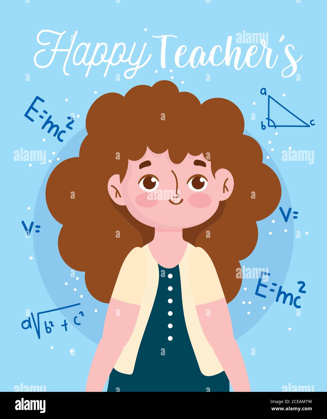 happy teachers day, female teacher mathematical equation formula vector ...