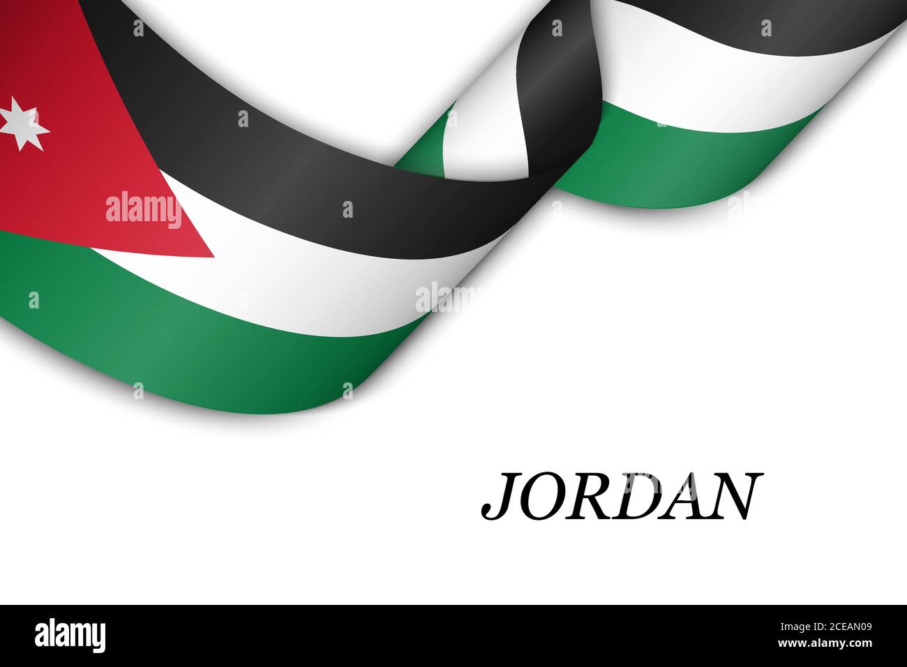 Waving ribbon or banner with flag of Jordan Stock Vector Image & Art ...