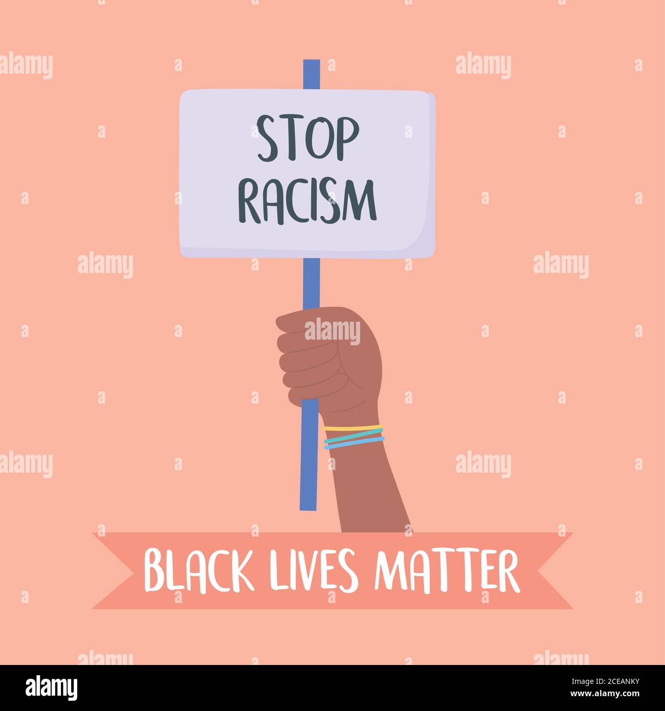 black lives matter banner for protest, hand holding placard stop racism ...