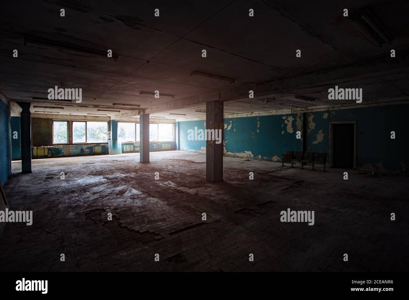Dark abandoned industrial or office building interior Stock Photo - Alamy