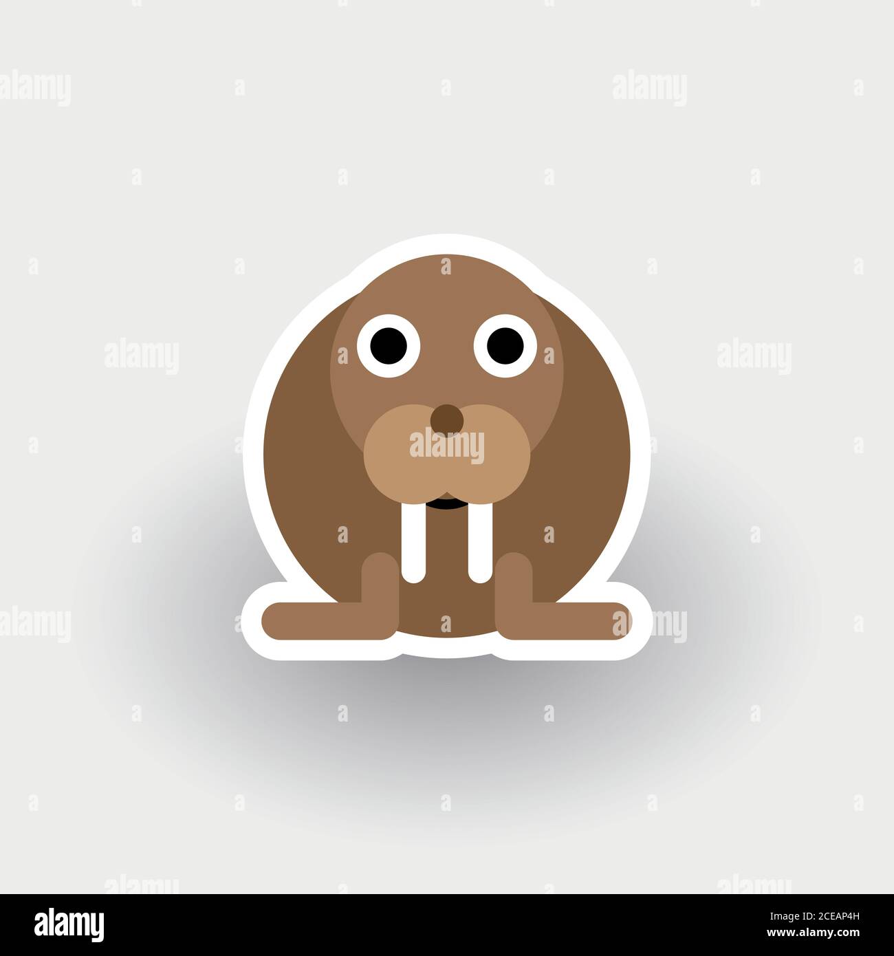 Funny Walrus - cartoon animal. Children character. Simple vector ...