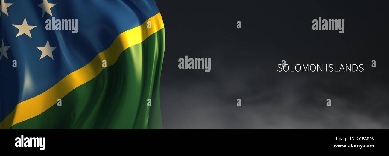 Solomon Islands Flag with Dark Background. 3d Rendering of South ...