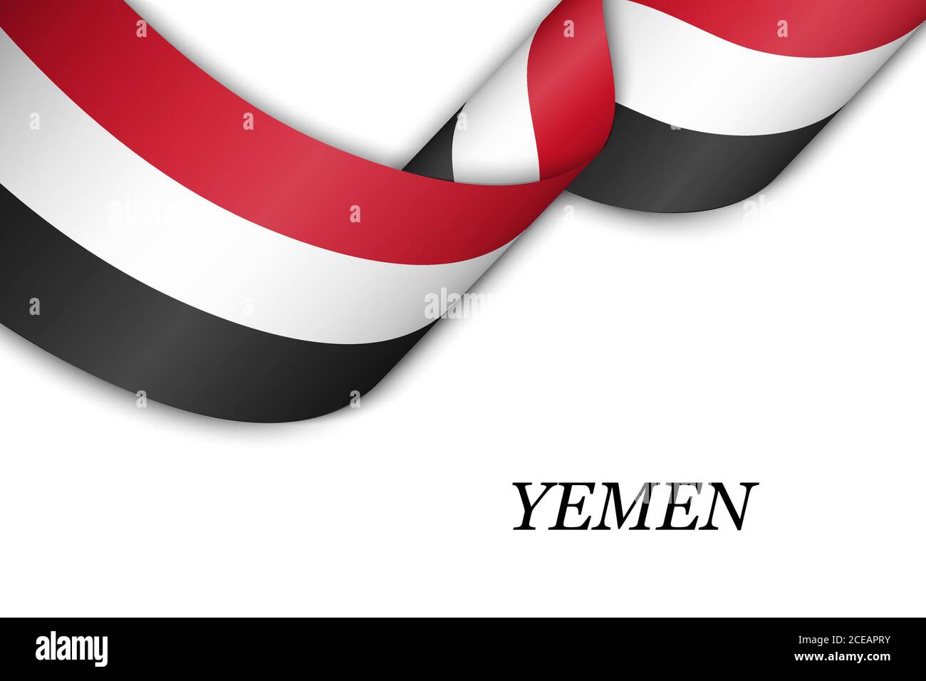 Waving ribbon or banner with flag of Yemen Stock Vector Image & Art - Alamy