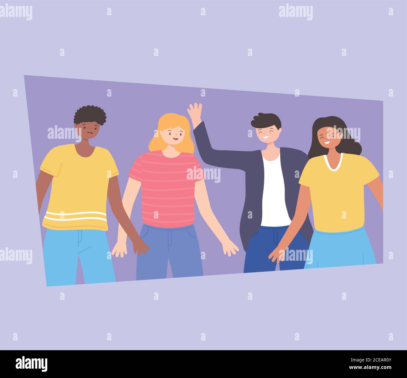 people together, portrait men and women characters, male and female ...