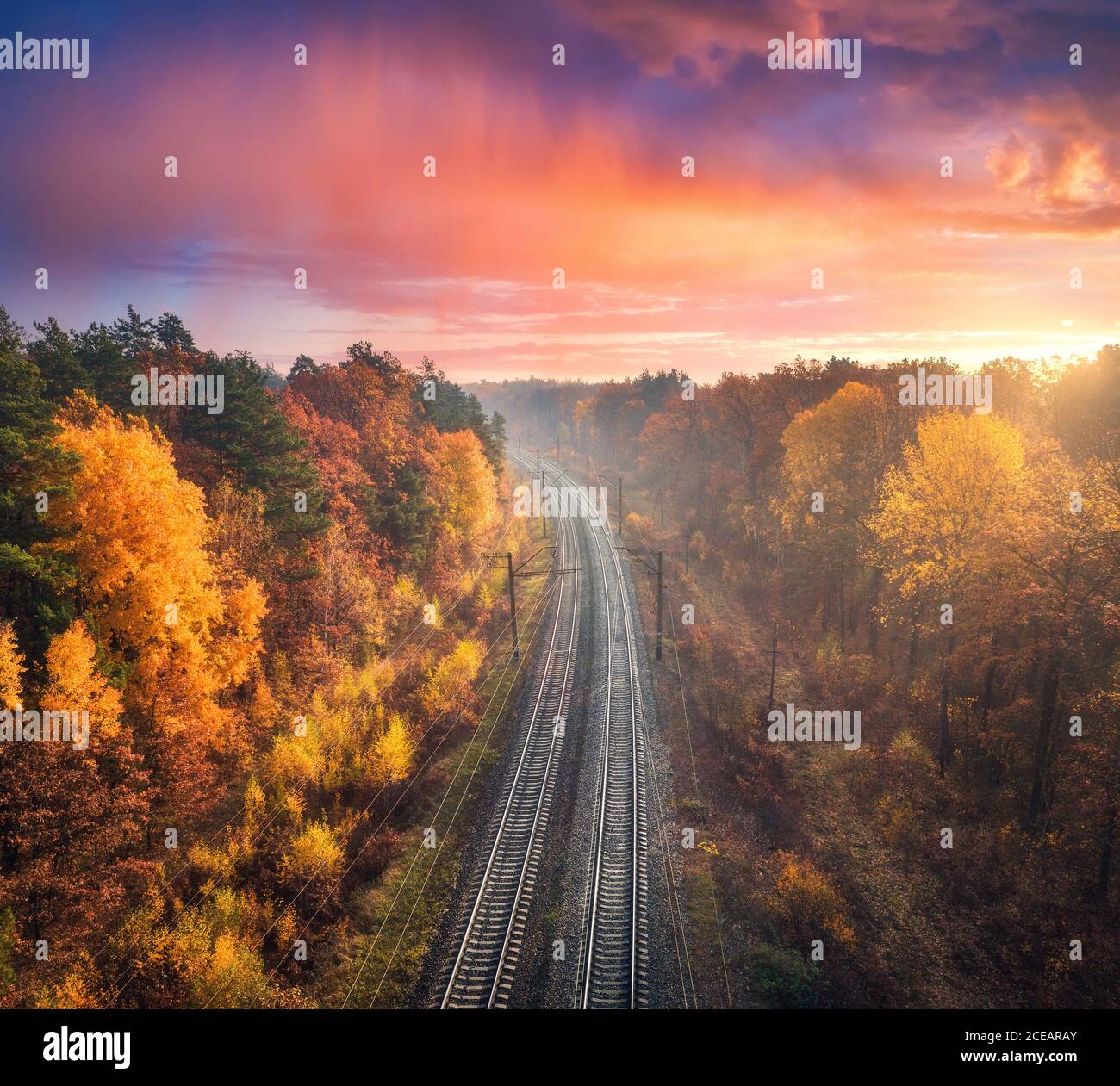 Aerial view railway track hi-res stock photography and images - Alamy