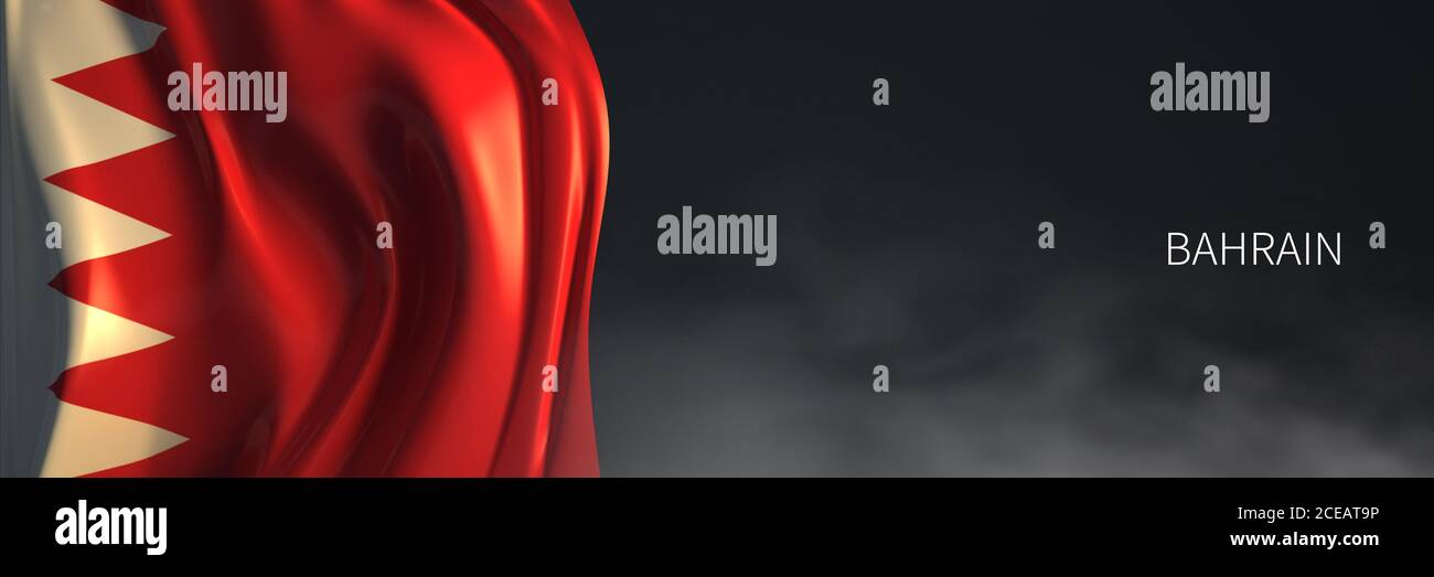 Bahrain Flag with Dark Background. 3d Rendering of Middle East ...