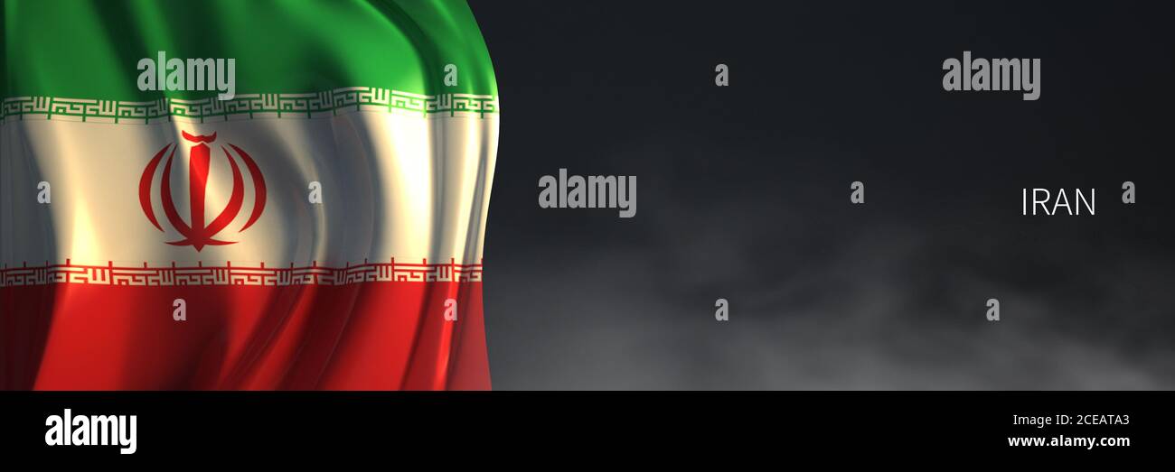 Iran Flag with Dark Background. 3d Rendering of Middle East countries ...