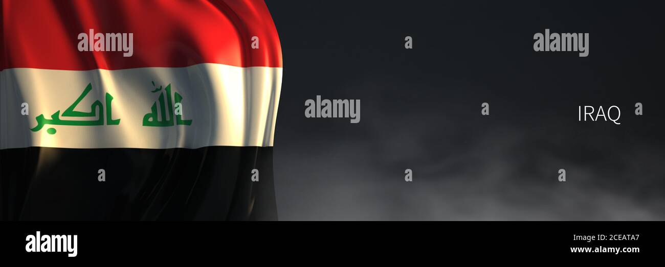 Iraq Flag with Dark Background. 3d Rendering of Middle East countries ...