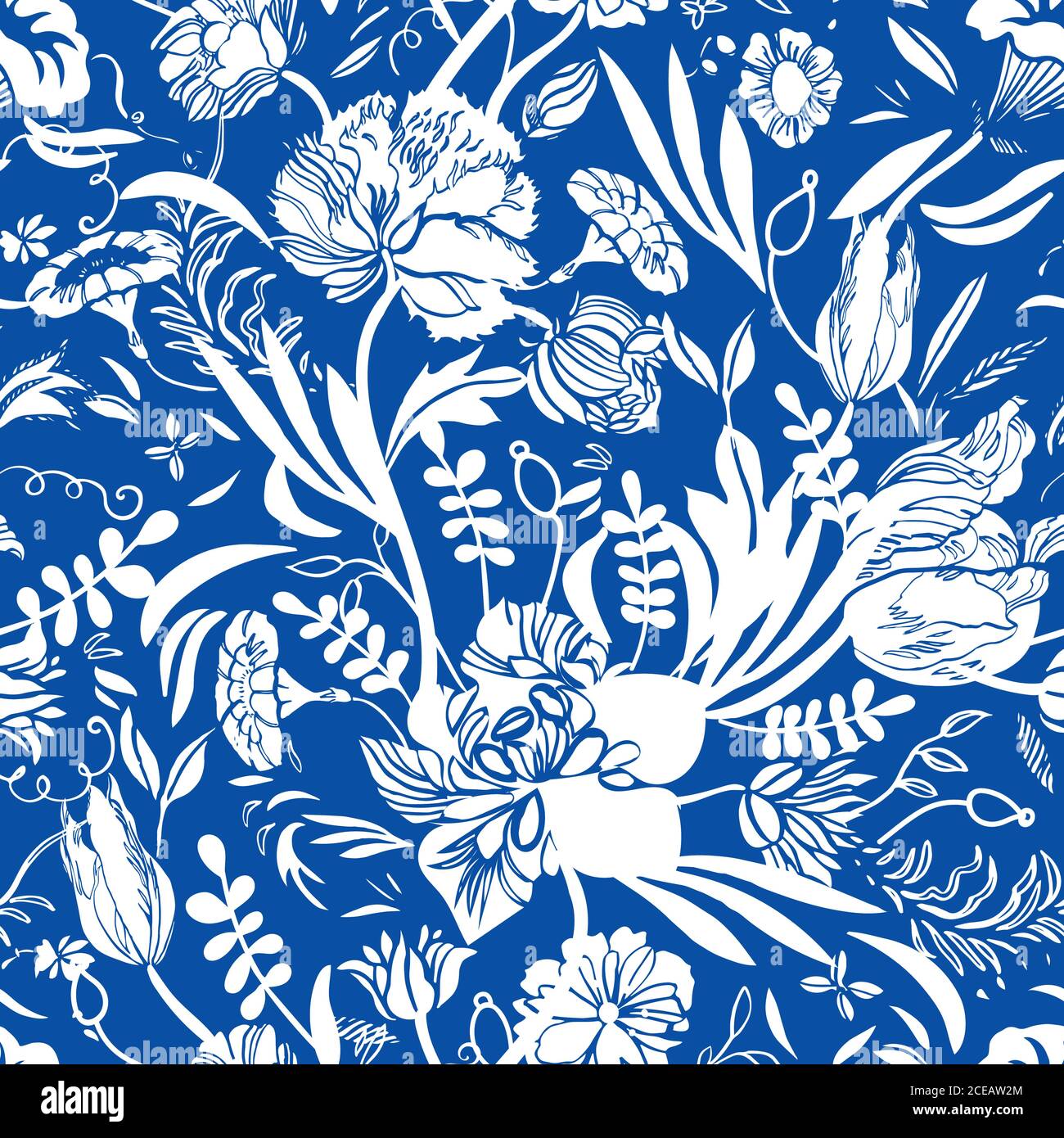 Seamless Floral Pattern Blue
