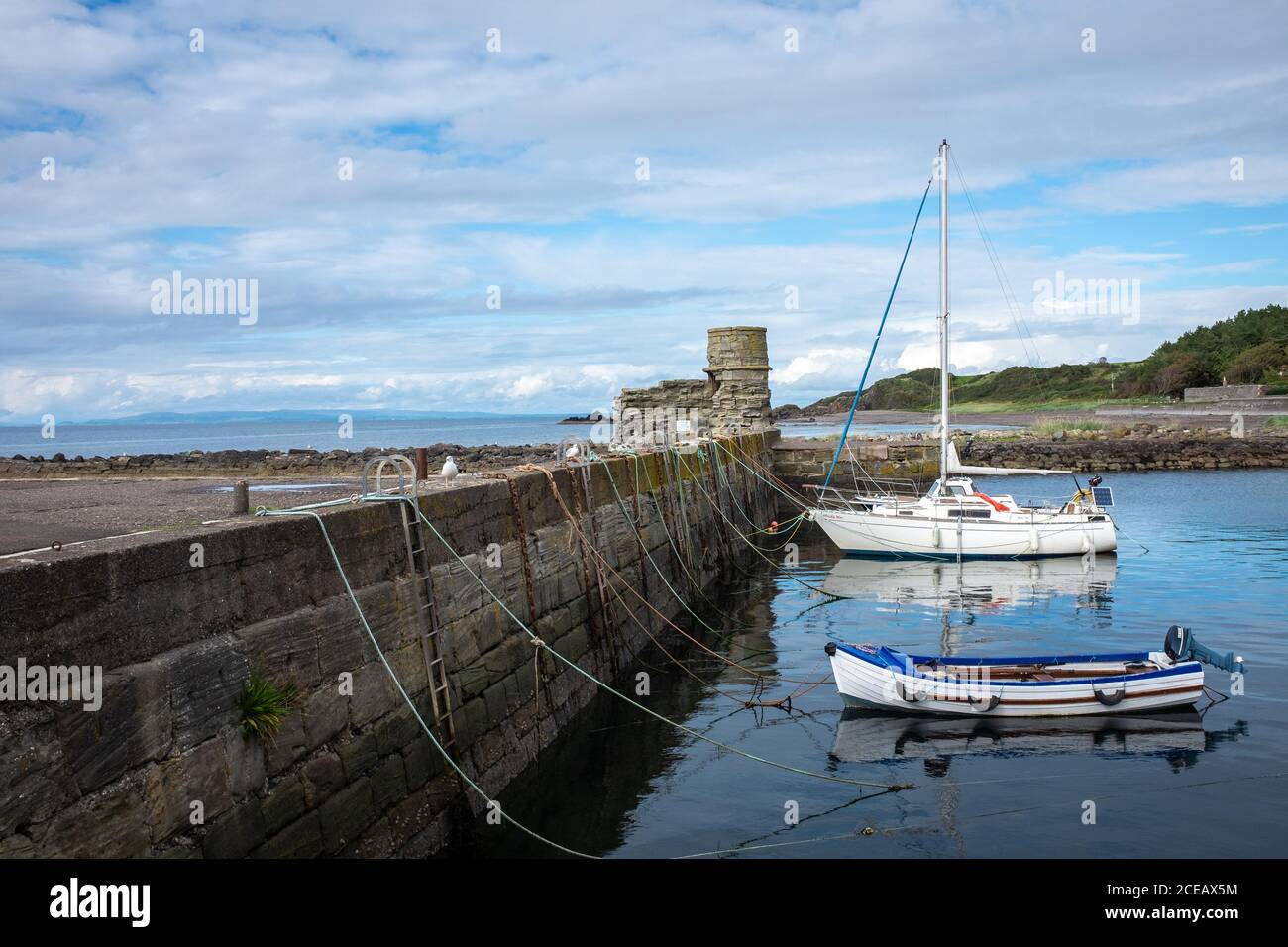 Harbour at Dunure village in Ayrshire on the west coast of Scotland, UK ...