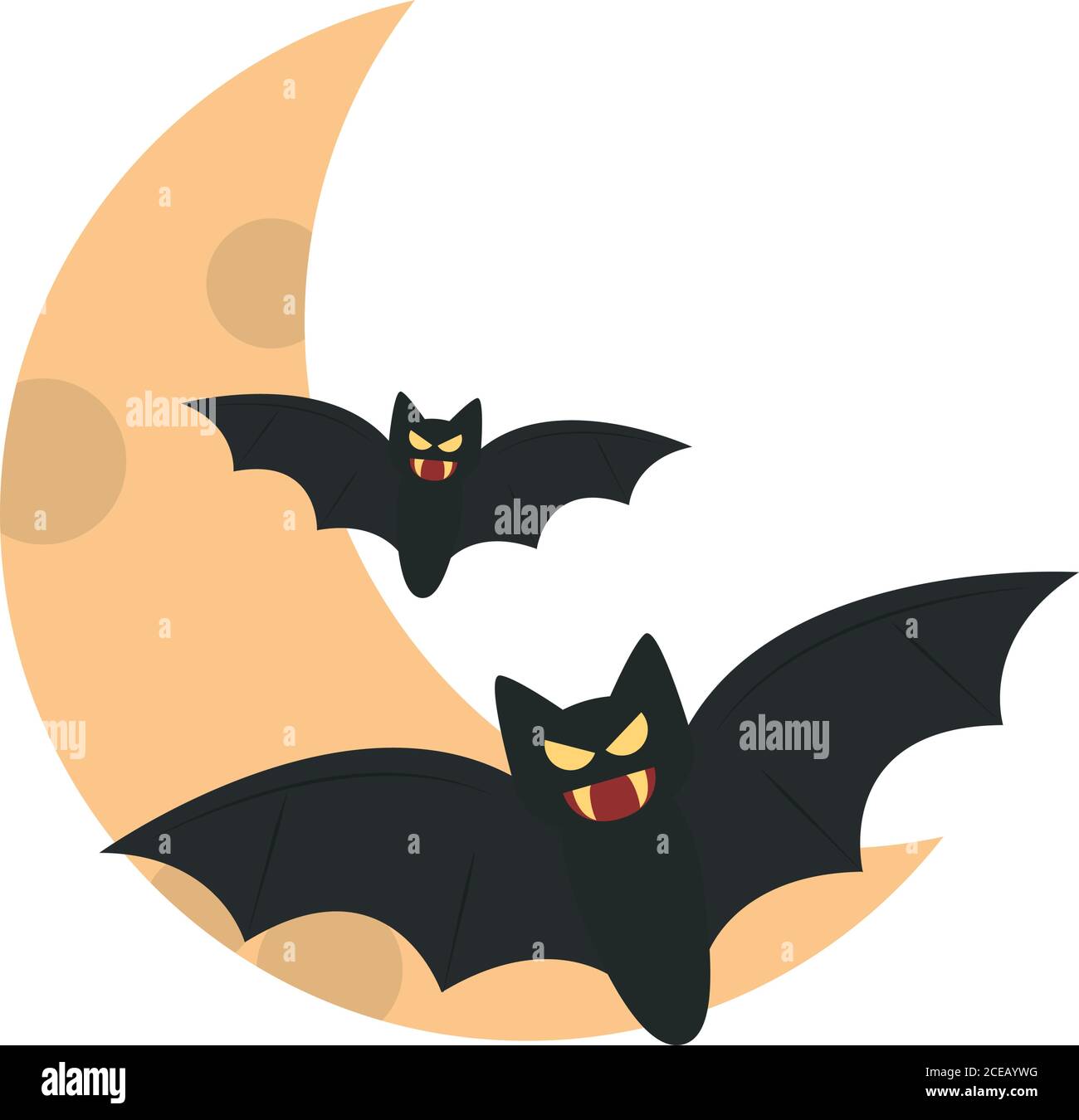 happy halloween, night moon and bats trick or treat party celebration ...