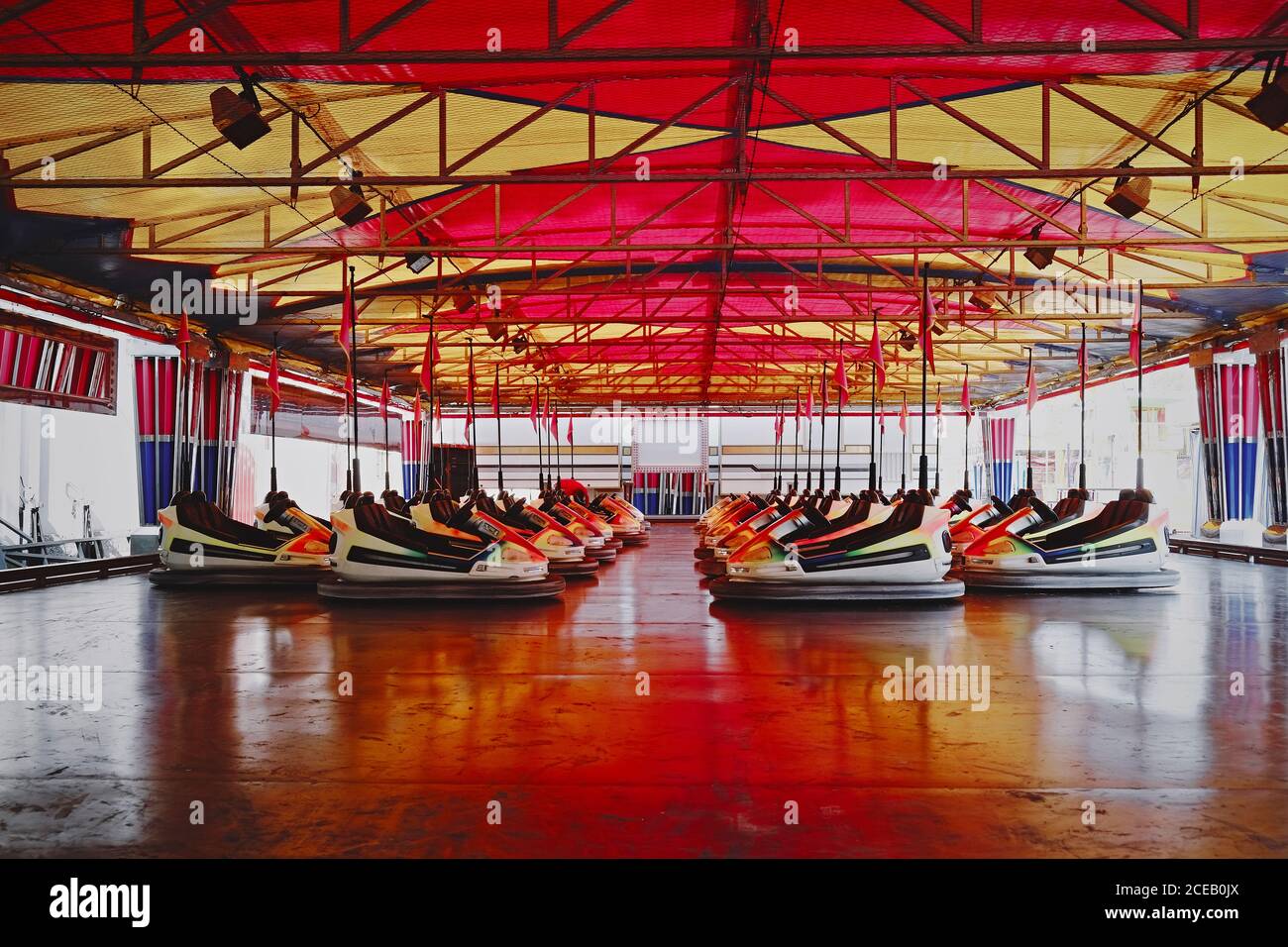 Colorful dodgems in amusement park Stock Photo - Alamy