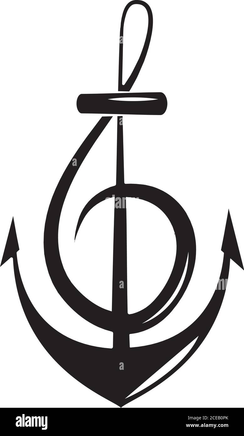 minimalist tattoo boho music anchor silhouette art icon over white ...