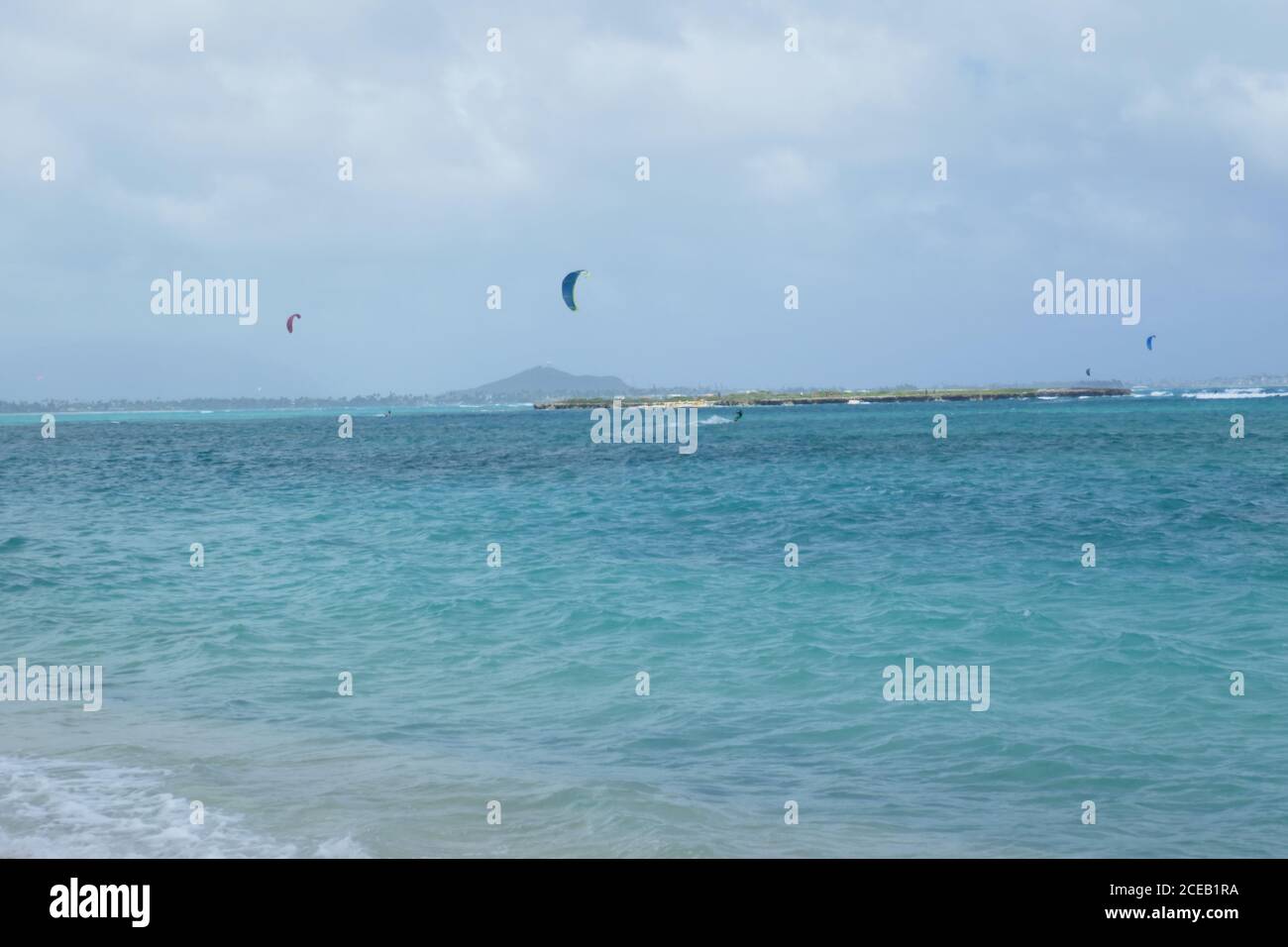 Parachute surfing water sport Lanikai Beach, Kailua, Oahu, Hawaii Stock ...