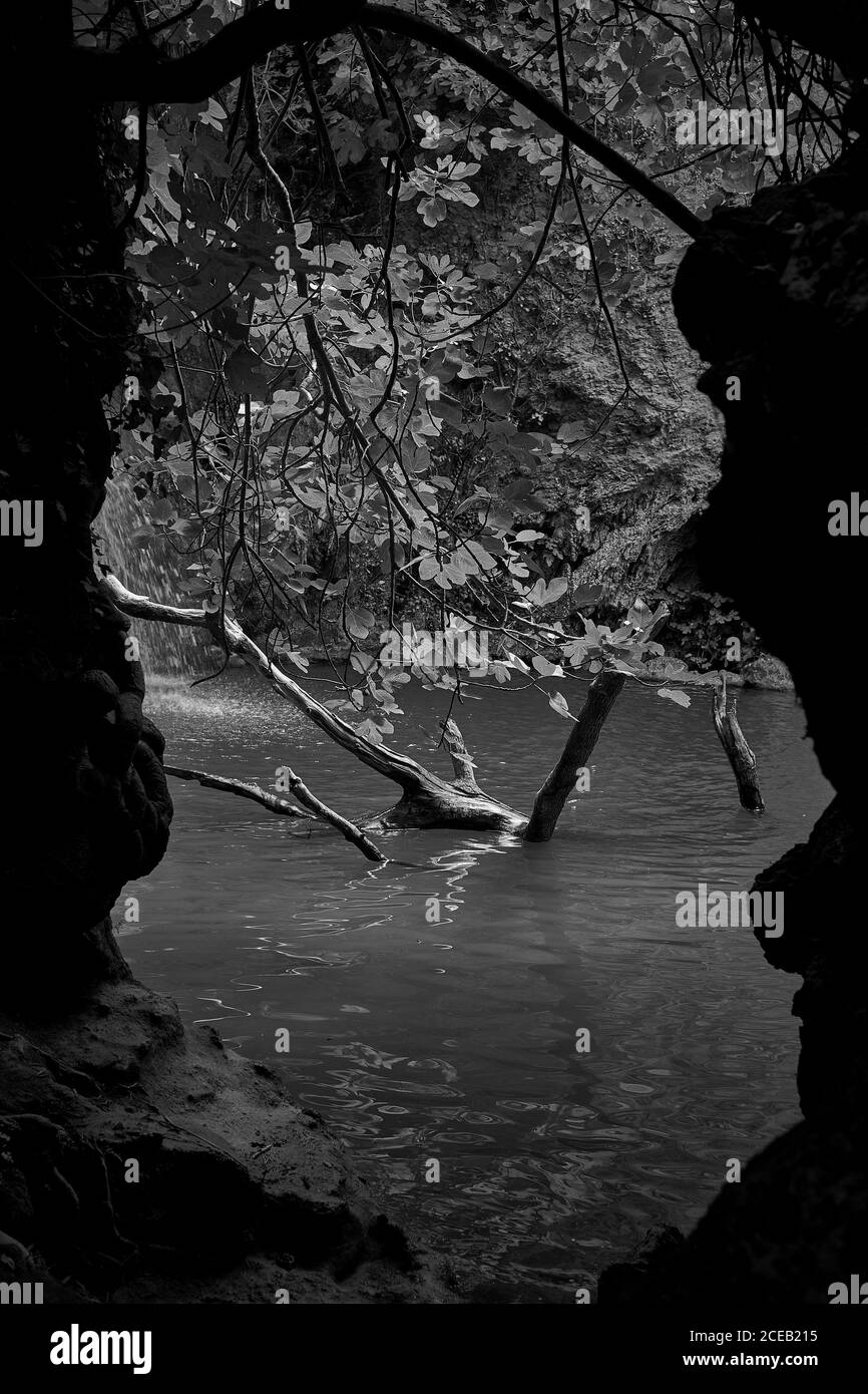 Landscape lake in middle Black and White Stock Photos & Images - Alamy